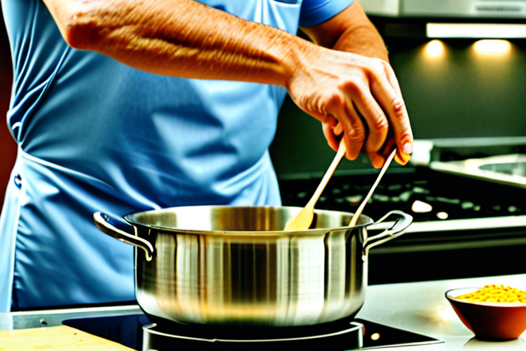 Presenter stirring the mixture