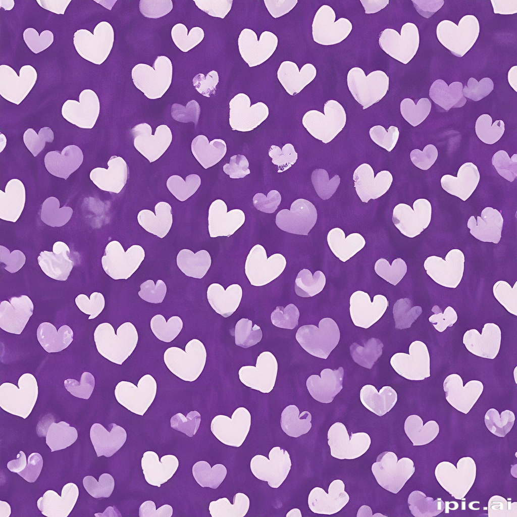 Whimsical Purple Background Filled with Playful Hearts in Various Shades
