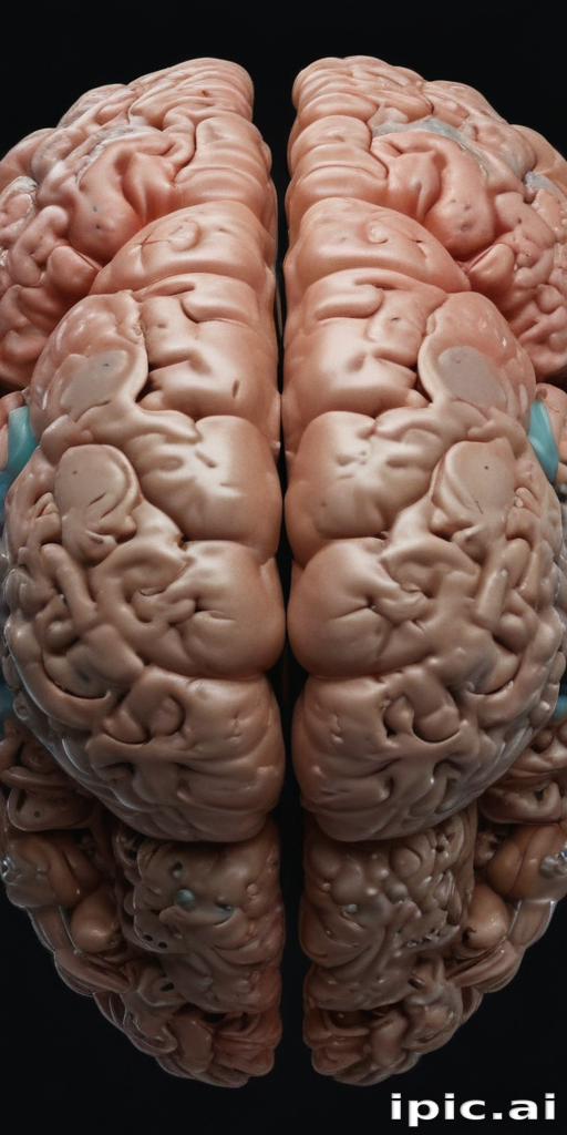 Detailed Close-Up View of a Human Brain Showcasing Its Complex Structure