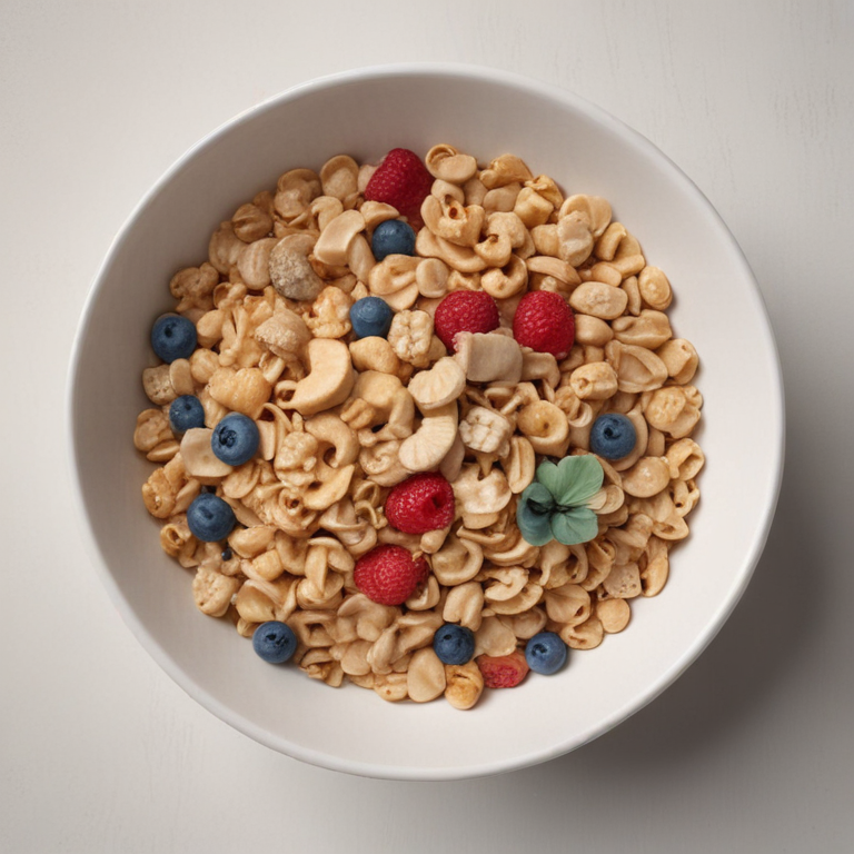 A Colorful Bowl of Cereal with Raspberries, Blueberries, and Unique Shapes.