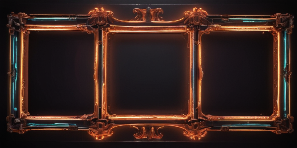Intricate Neon-Illuminated Frame Set Against a Dark Background for Art ...