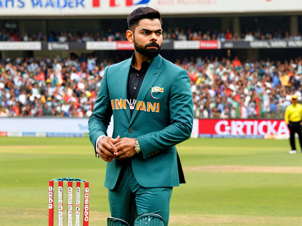 Genarate image :In a fusion of cricket and superhero universes ...