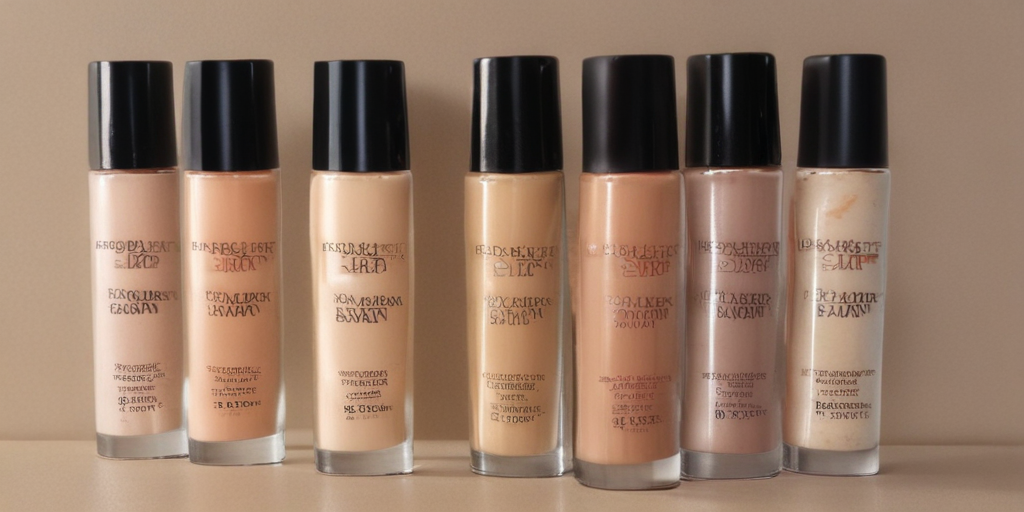 A Variety of Foundation Shades Displayed in Elegant Bottles for Makeup ...
