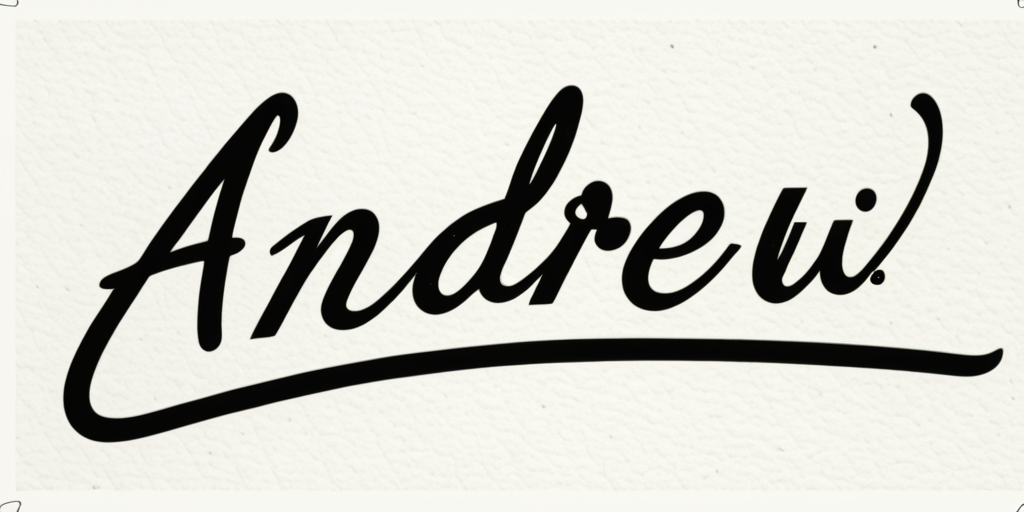 Stylized Signature of the Name 'Andrew' in Elegant Calligraphy Style