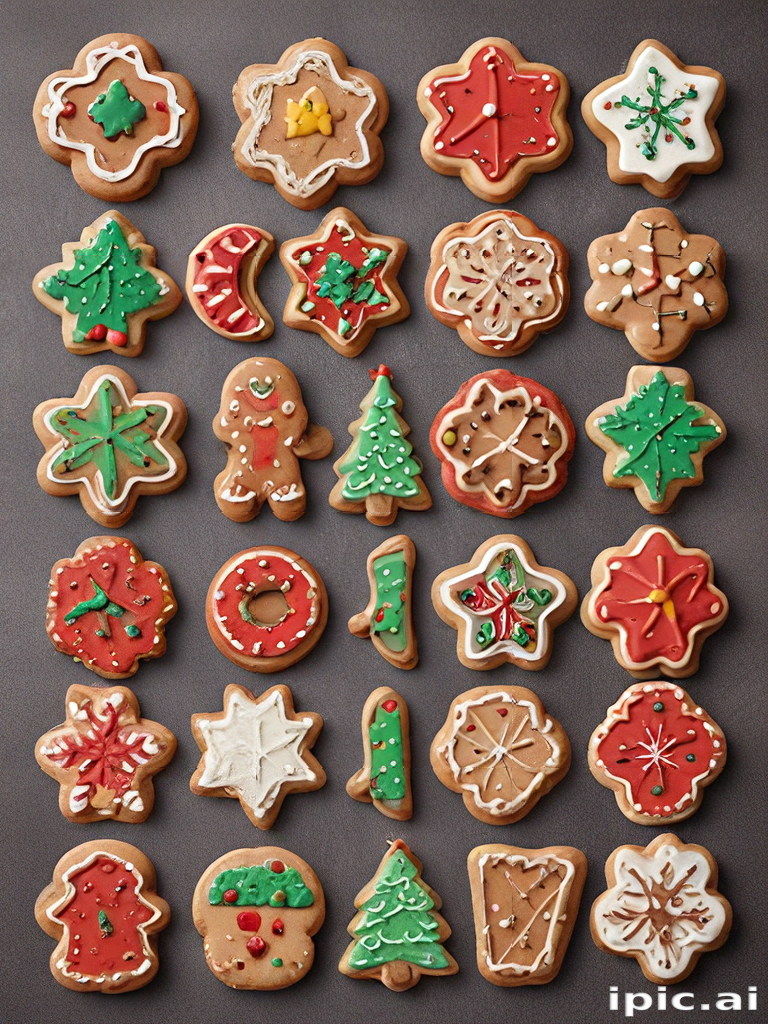A Colorful Array of Festively Decorated Holiday Gingerbread Cookies ...