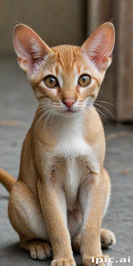A Charming Orange Kitten with Large Ears and Expressive Eyes