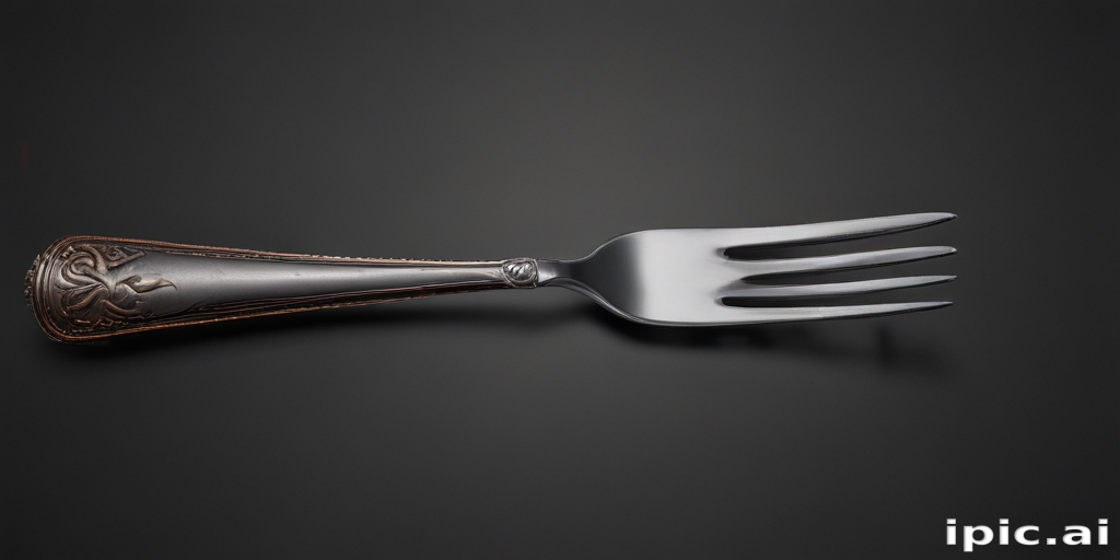 Elegant Silver Fork with Intricate Handle Design on Dark Background