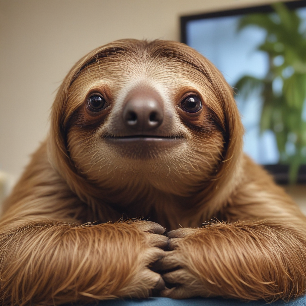 welcome sloth being hypnotised by a tv