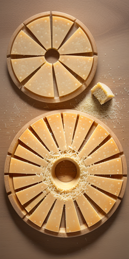 Artfully Arranged Cheese Wheel with Perfectly Sliced Segments and Shavings
