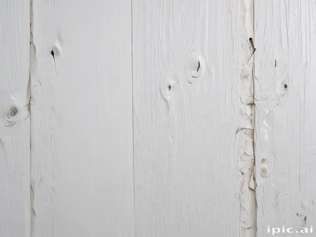 Close-Up of Weathered White Wooden Planks with Unique Textures and Patterns