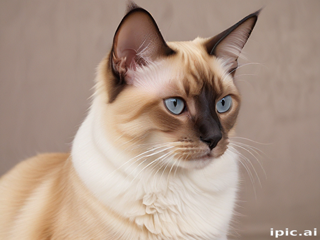 A Beautiful Siamese Cat with Striking Blue Eyes and Elegant Fur.