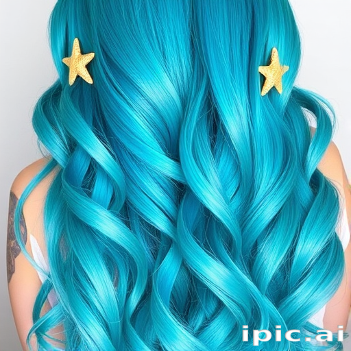 Vibrant Aqua Hair with Starfish Accessories: A Stunning Ocean-Inspired Look