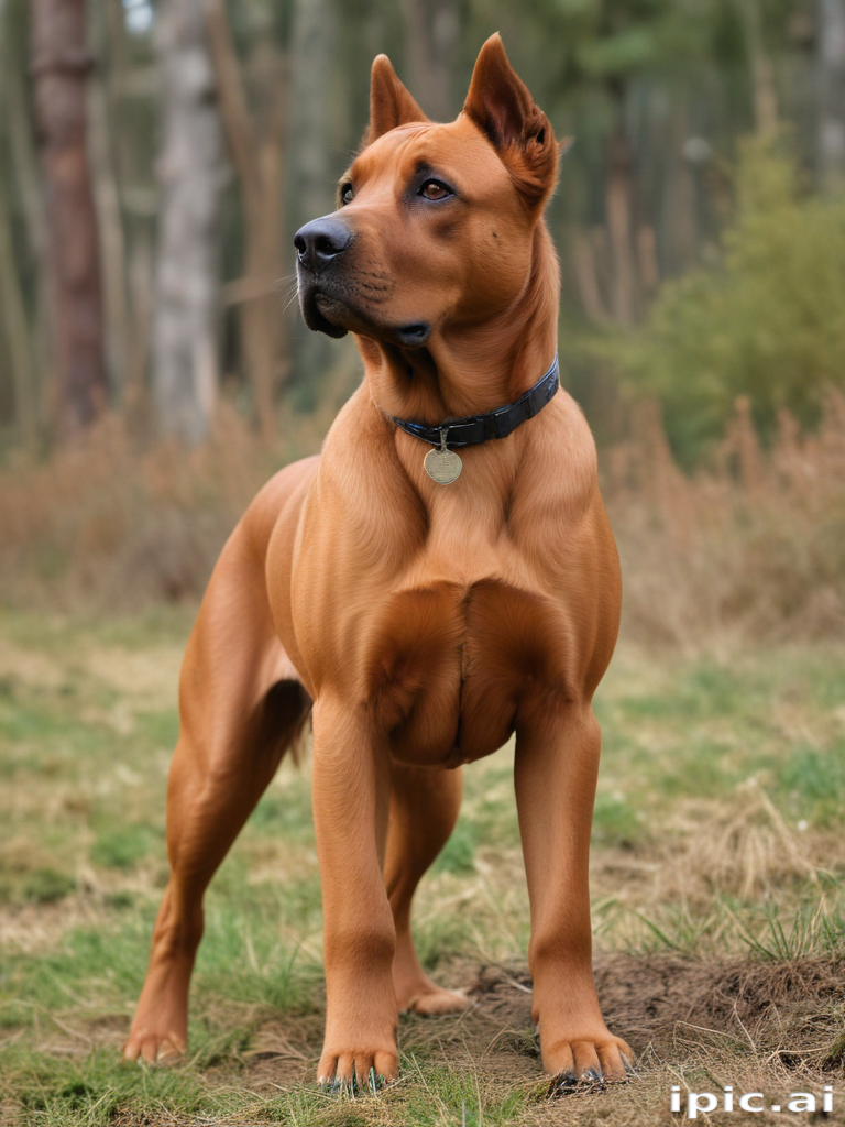 A Majestic Dog Standing Proudly in a Lush Forest Setting