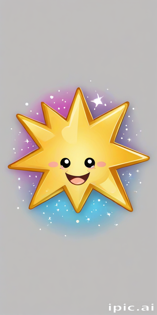 A Cheerful Cartoon Star with a Smiling Face and Sparkling Background.