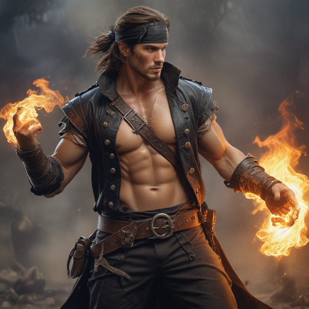 fire fists fantasy pirate male warrior rugged