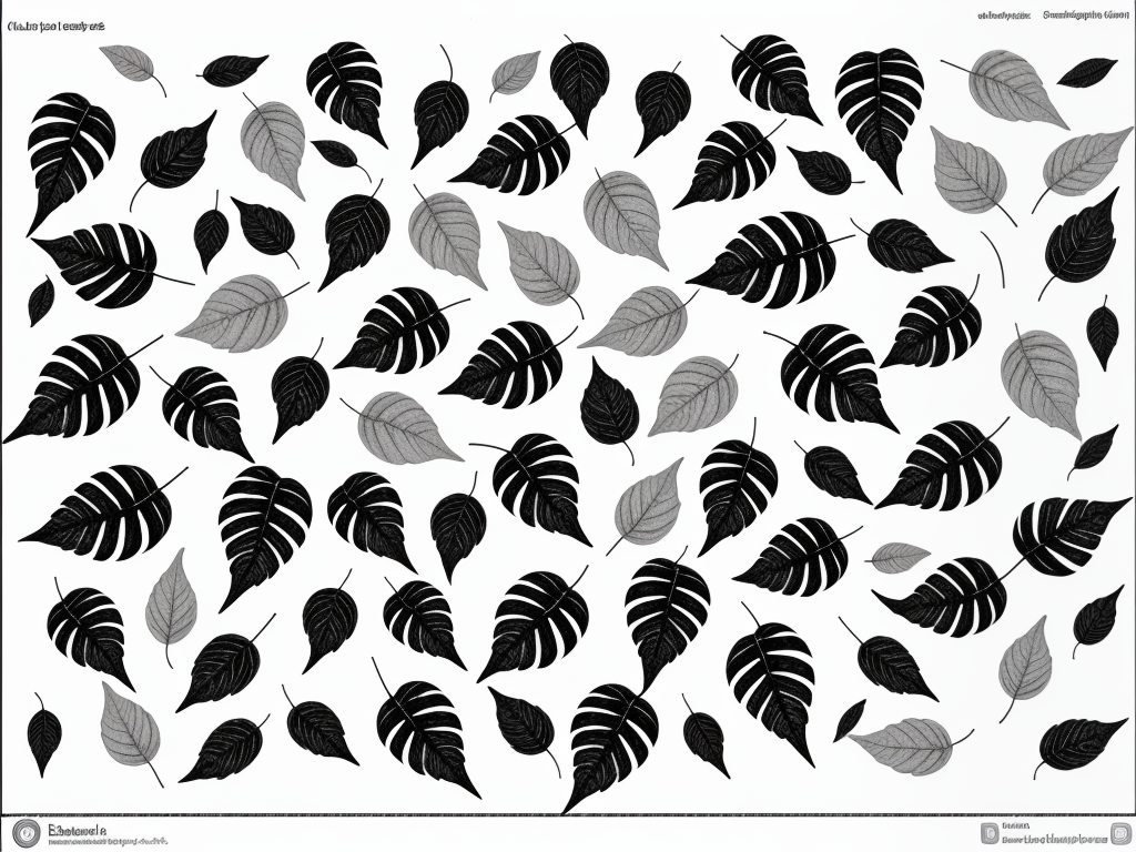 Elegant Monochrome Pattern of Various Leaves in Black and Gray Shades