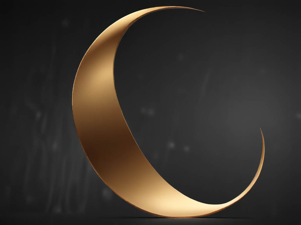 Elegant Golden Crescent Shining Against a Soft Dark Background