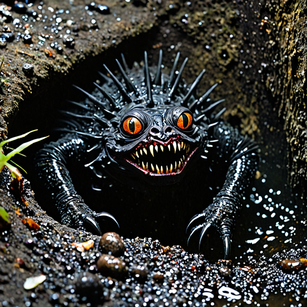 scariest black dirty sewer creature