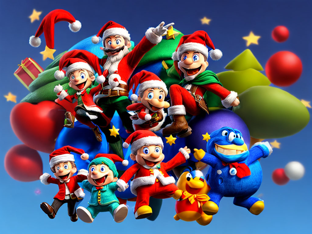 merry christmas with popular video game characters