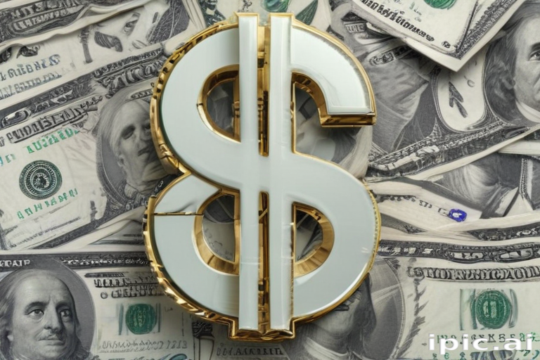 Shiny Dollar Sign Overlaid on a Background of Dollar Bills