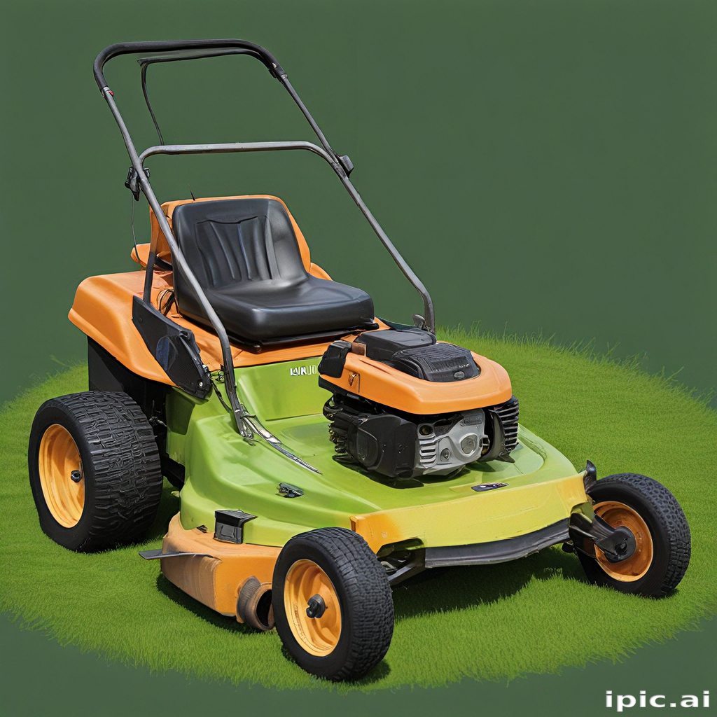 Brightly Colored Lawn Mower with Comfortable Seat and Powerful Engine