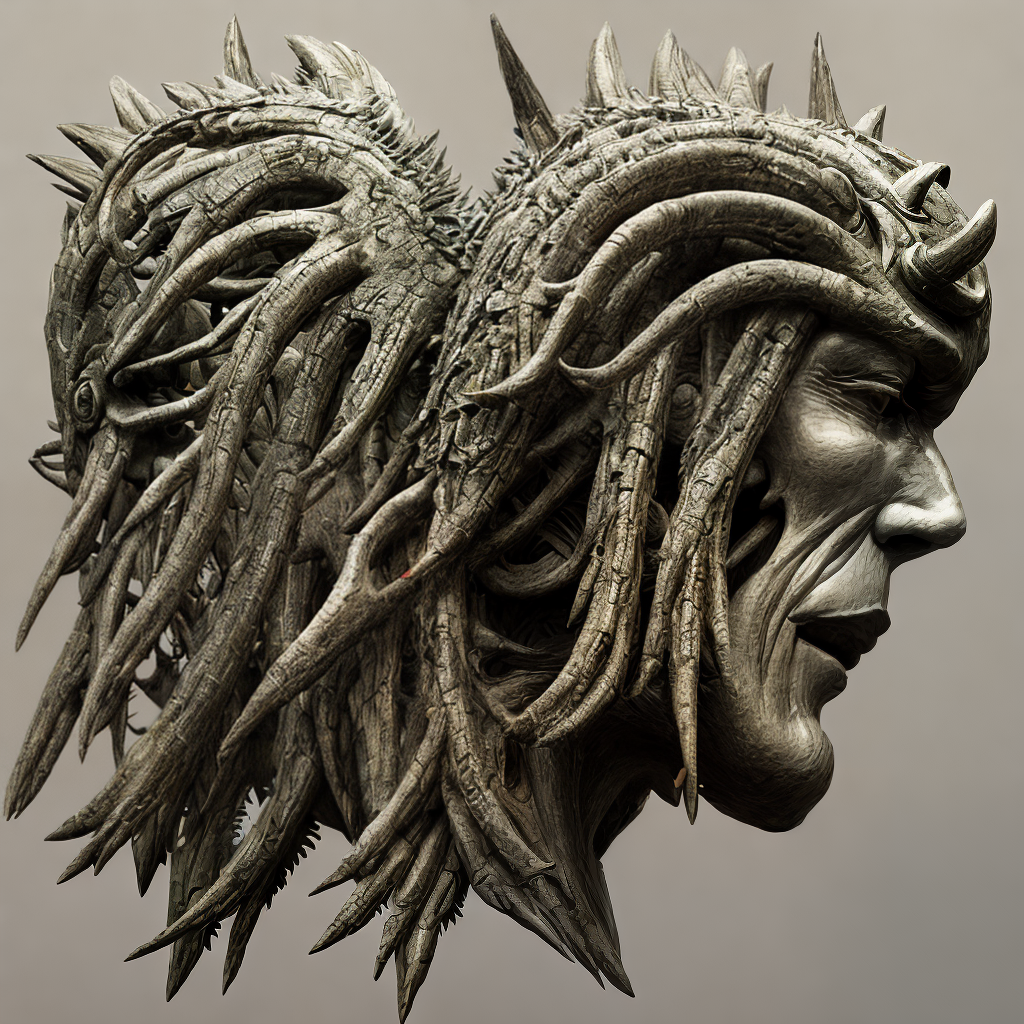 human, machines mix beings with horns and wings