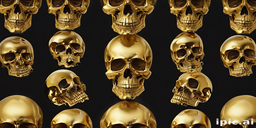Intricate Pattern of Golden Skulls Against a Dark Background Displaying ...