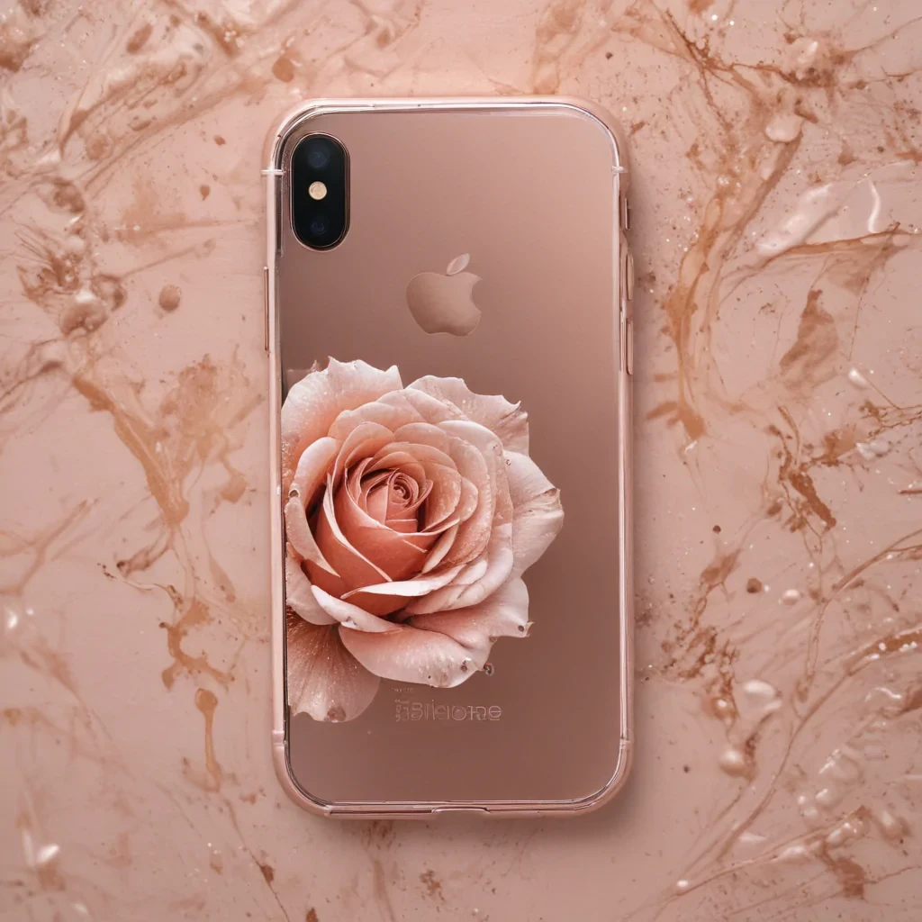 Elegant Rose Design on a Stylish Smartphone Case Against a Soft Background