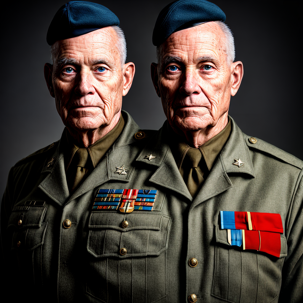 “Portrait of a military veteran in uniform, with strong, directional ...