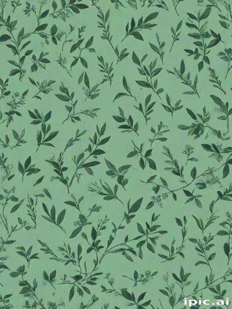 Delicate Green Botanical Pattern Featuring Various Leafy Designs on ...