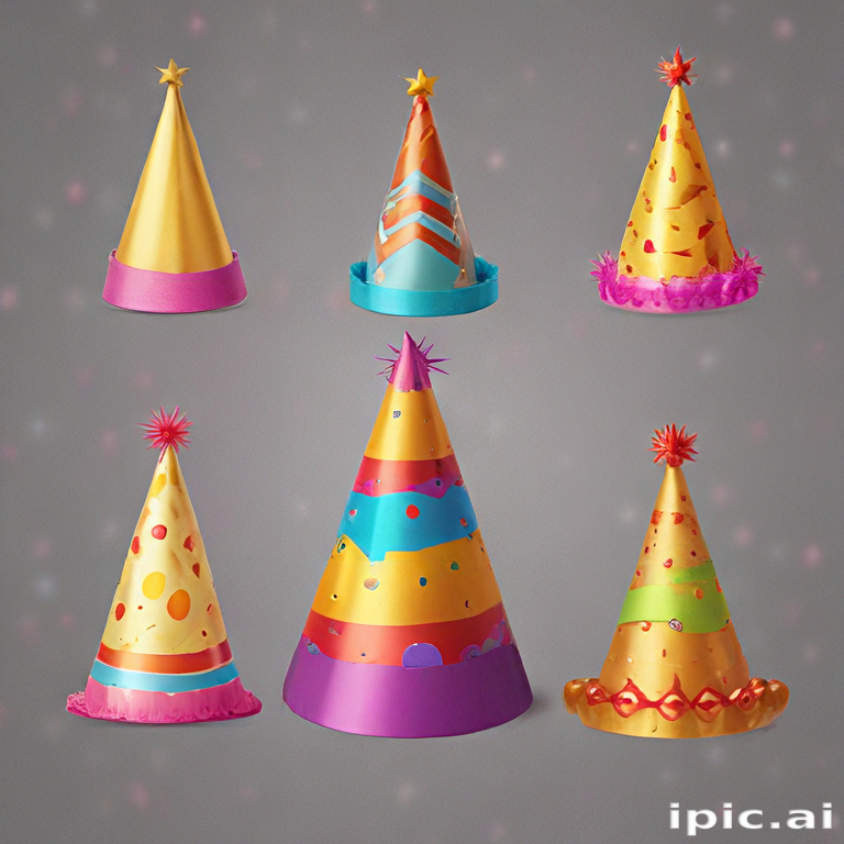 Colorful Party Hats in Various Designs Perfect for Celebrations and ...