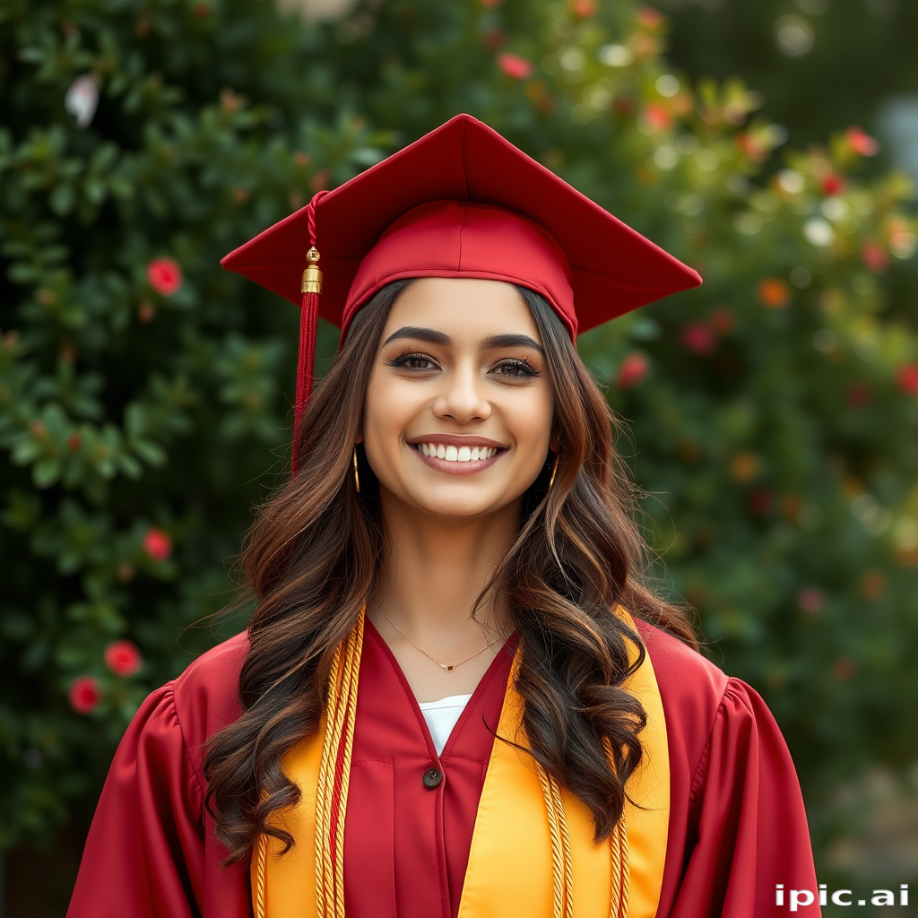 Celebrating Achievement: A Proud Graduate Smiling in Her Cap and Gown