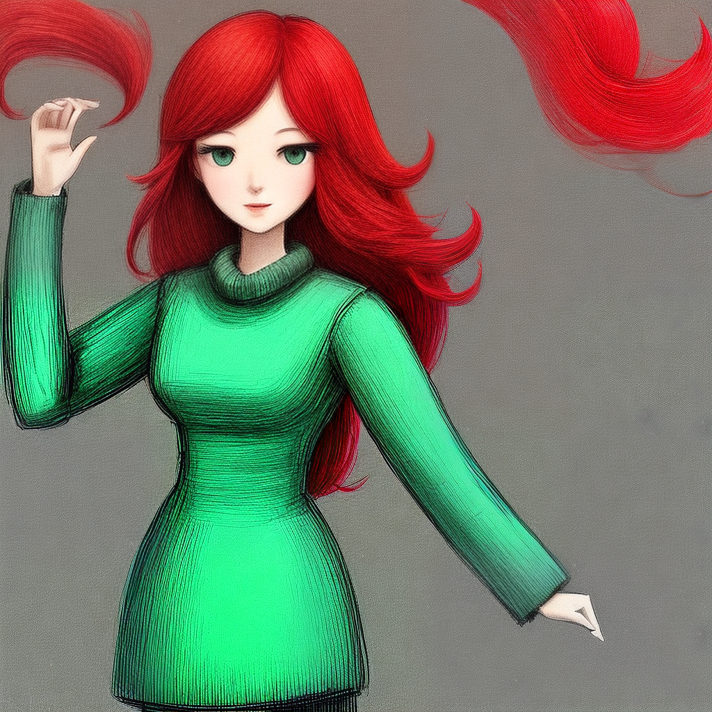 Two-dimensional girl with red hair