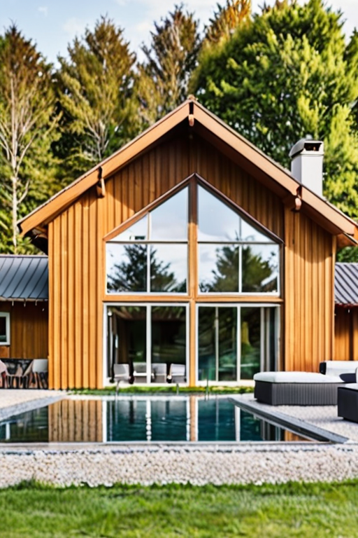 modern style house, on a farm yard setting