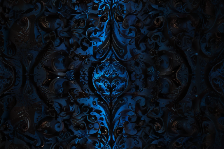 Intricate Dark Blue Pattern with Detailed Floral and Abstract Designs