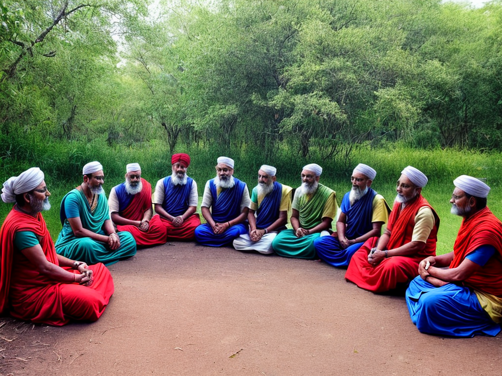 a indian guru telling a story to some disciples