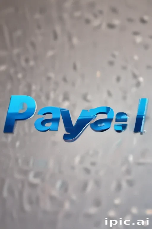 Stylized PayPal Logo with a Reflective Surface and Water Droplets