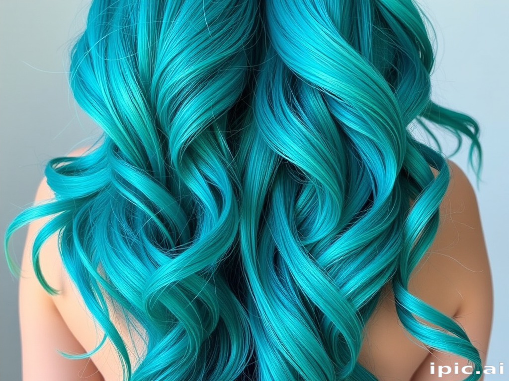 Vibrant Aqua Blue Waves: A Stunning Display of Colorful Hair Beauty