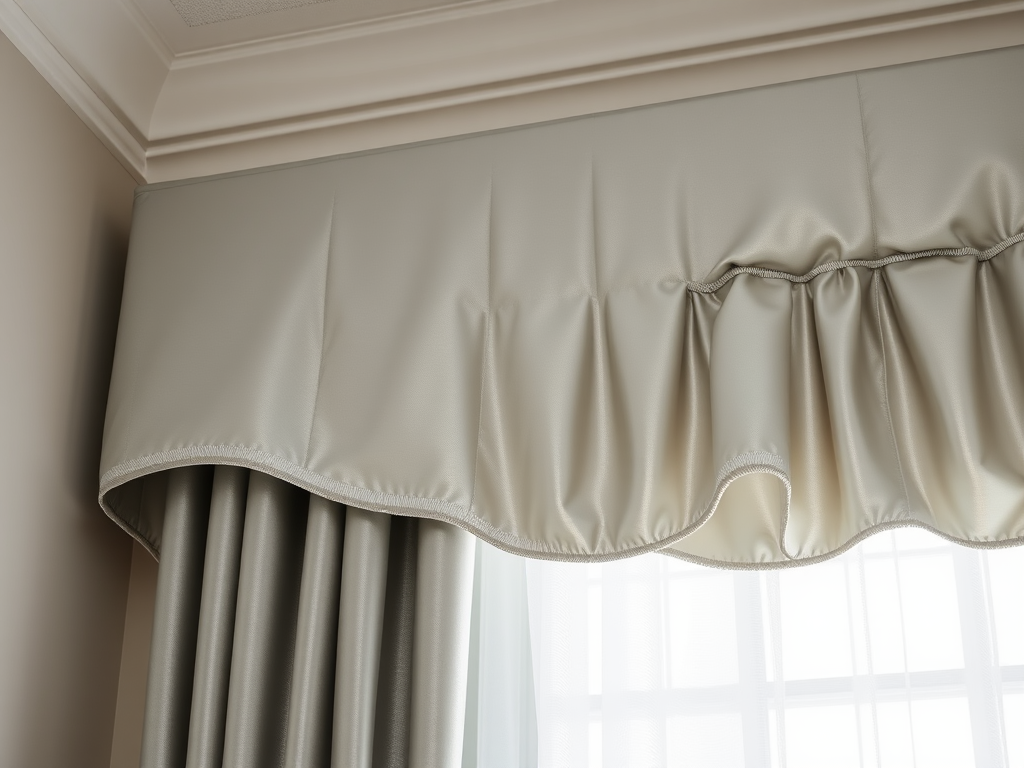 Elegant Window Treatment Featuring Soft Drapes and Decorative Valance ...