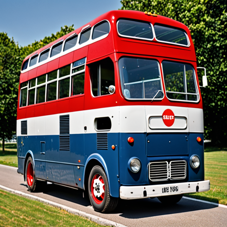 Bus BLUE, white and red