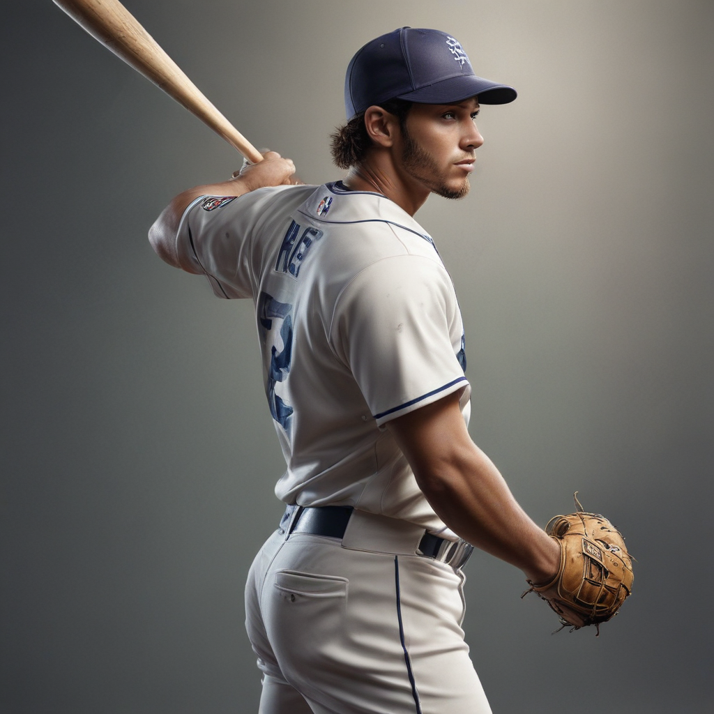 Focused Baseball Player Preparing to Swing Bat in Dramatic Lighting