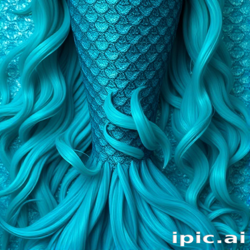 Vibrant Aqua Mermaid Tail with Flowing Waves and Shimmering Scales