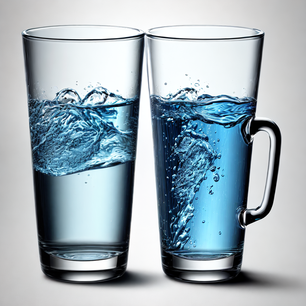 draw two beakers one half full of water and the other full of water