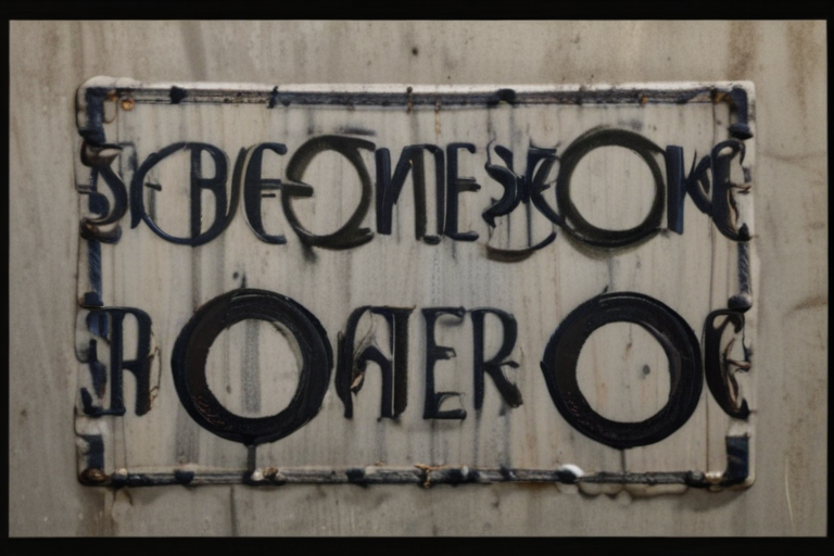 Intricate Artistic Signage Featuring Unique Text and Decorative Elements