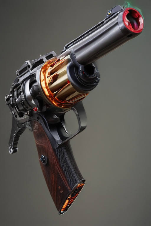 Intricate Design of a Modern Revolver with Unique Color Accents