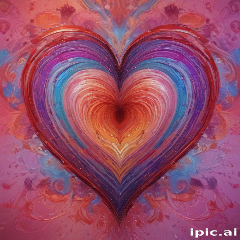 Vibrant Swirls of Color Creating a Heartfelt Symbol of Love and Unity