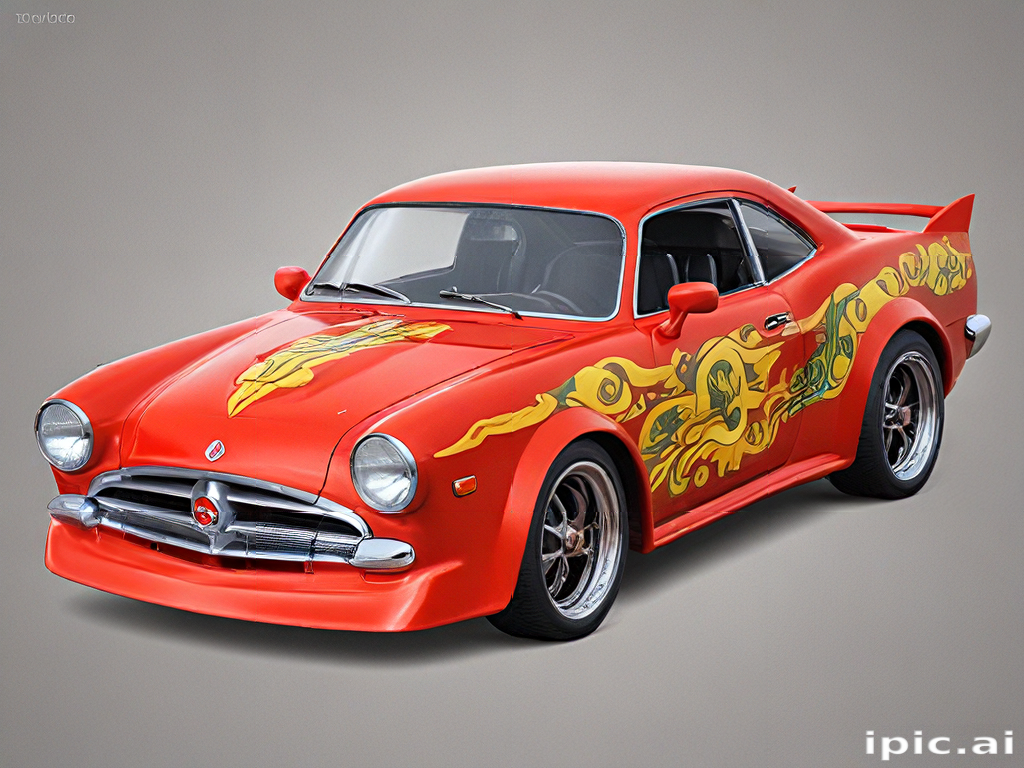 Vibrantly Customized Classic Sports Car with Unique Art and Design Elements