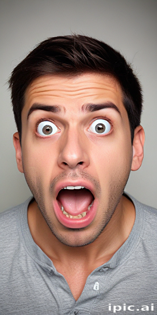 Surprised Man Expressing Extreme Shock and Unexpected Emotion in Portrait