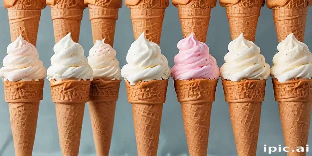 A Colorful Array of Ice Cream Cones in Various Flavors and Textures