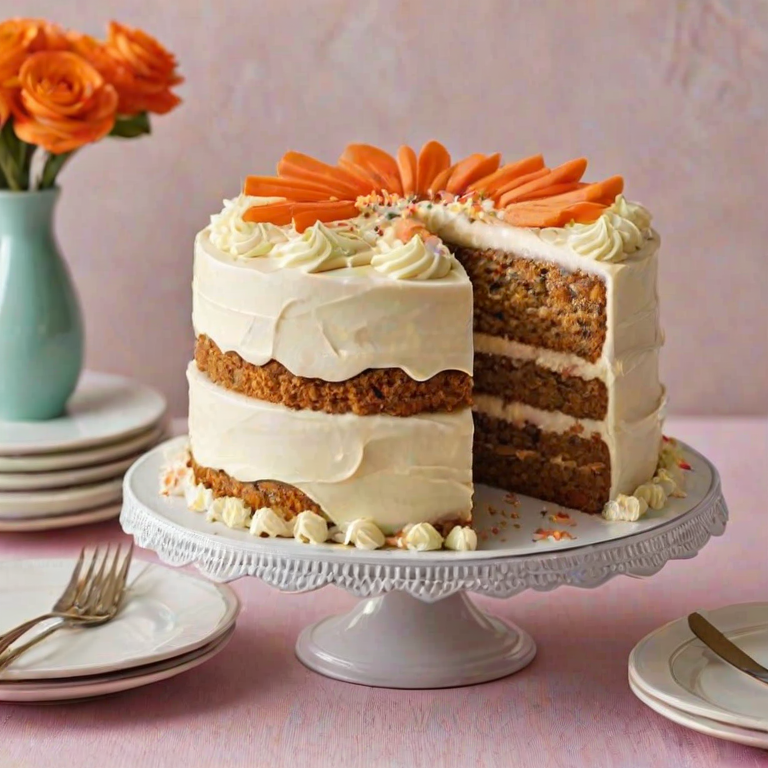 Deliciously Decorated Carrot Cake with Cream Cheese Frosting and Fresh ...